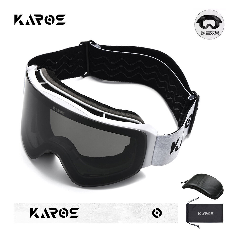 2026 Крышка-флип KAROS Лыжные очки Большой цилиндр Двухслойные противотуманные очки для сноуборда и лыж для мужчин и женщин с близорукостью