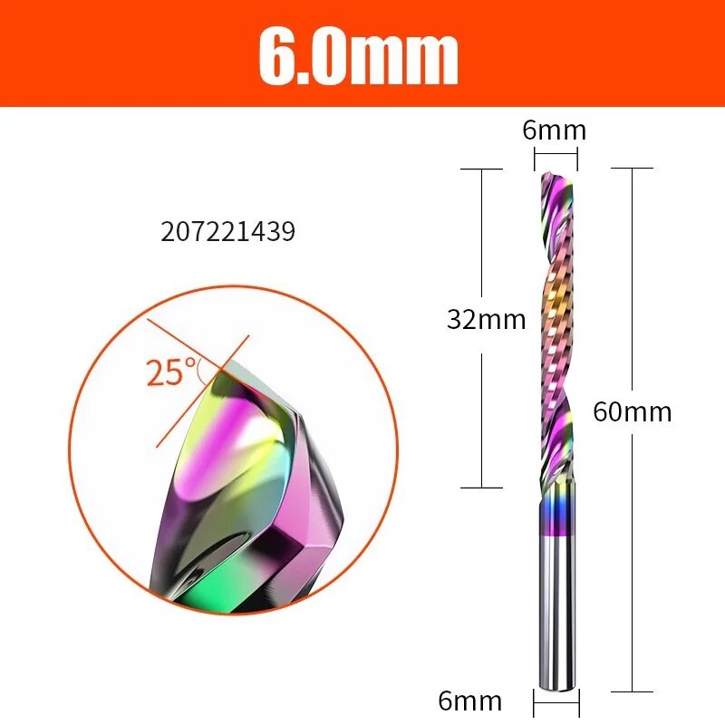 HUHAO спиральная фреза с одной канавкой, 4 мм хвостовик, цветное покрытие, фреза с ЧПУ, 207221439