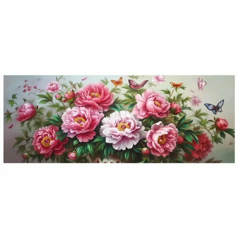 Набор для вышивания крестом, вышивка крестиком Пион, 11CT 180x74cm, полная зашивка (без подрамника, без рамки)