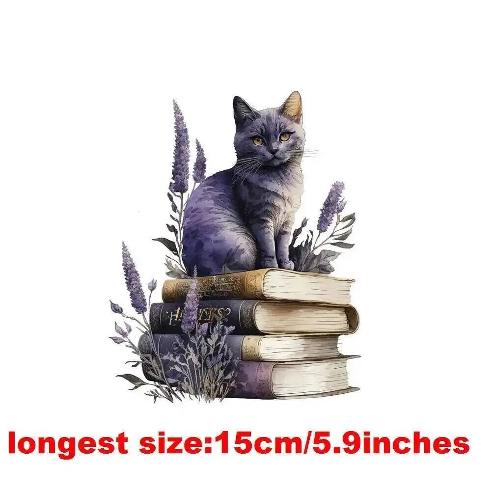 Lavender Cats Dtf Transfers Ready To Press Patches For Clothing Heat Transfer Patches Stickers Heat Transfer On Clothes Decal