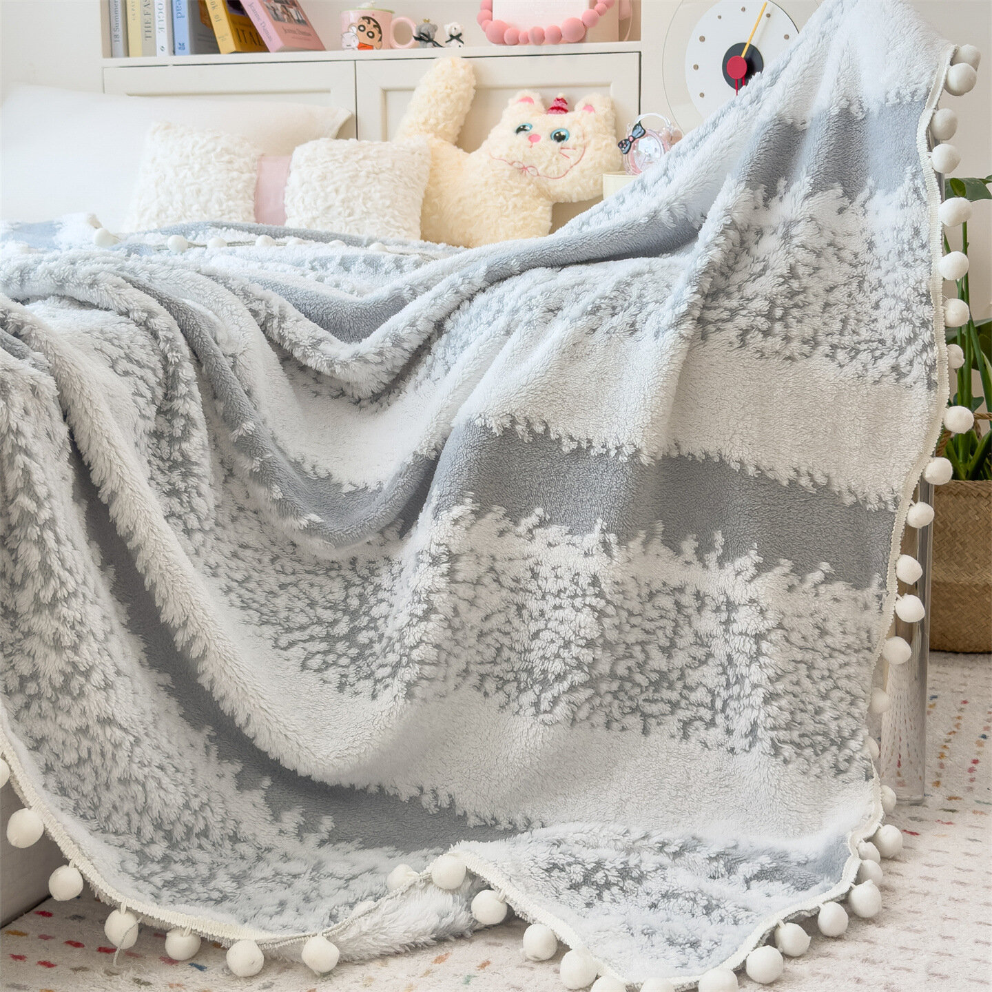 Многофункциональное катионное одеяло для офиса, одеяло для обеденного перерыва, меховой шар, шаль, одеяло,