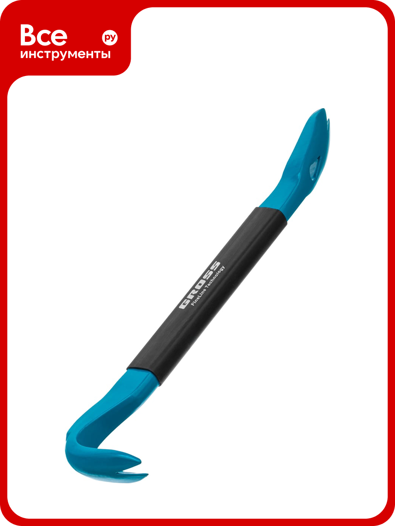 Лом-гвоздодер, обрезиненная рукоятка GROSS 300x22x14мм 25253, с обрезиненной рукояткой