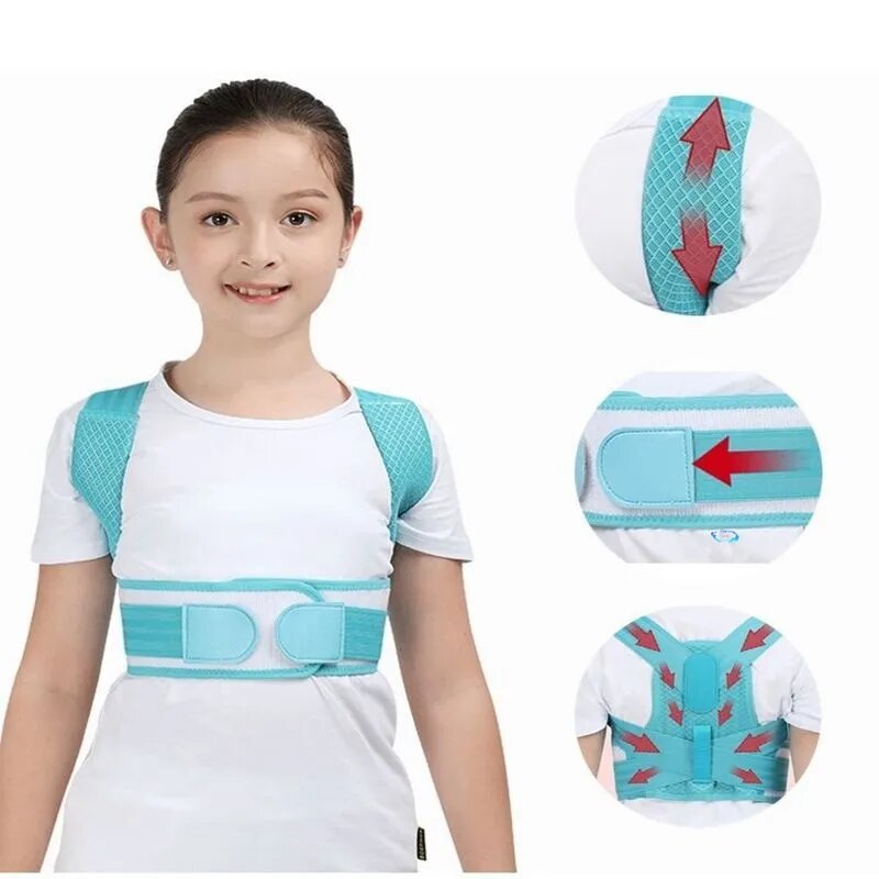 Ортопедические колготки для детей с правильной осанкой, плеча, талии, поддерживающие осанку, дети-подростки, выпрямляющие верхнюю часть ремня, голубой размер L (45-60 кг)