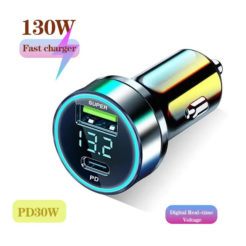 Автомобильное зарядное устройство 130W PD30W BLACK
