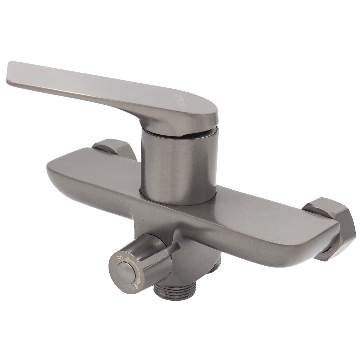 Смеситель Оптима для ванны и душа 35 мм, излив 30 см, серый, латунь