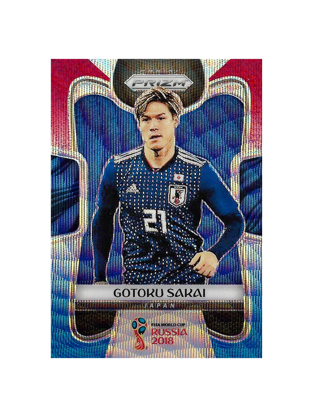 Коллекционная карточка Panini Prizm FIFA World Cup Russia 2018: #124 Gotoku Sakai - Red Blue Wave