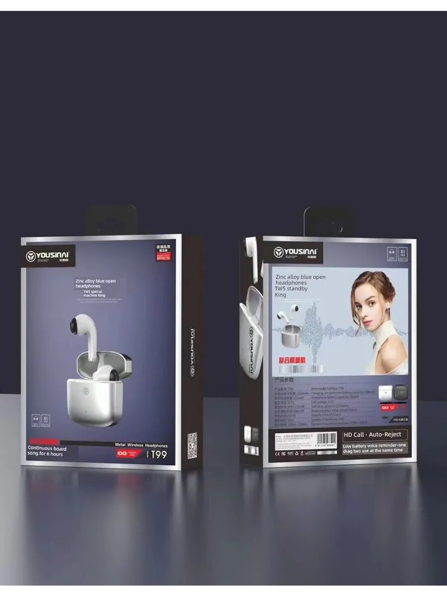 Беспроводные наушники Yousinai T89 T99, 9D звук, AAC