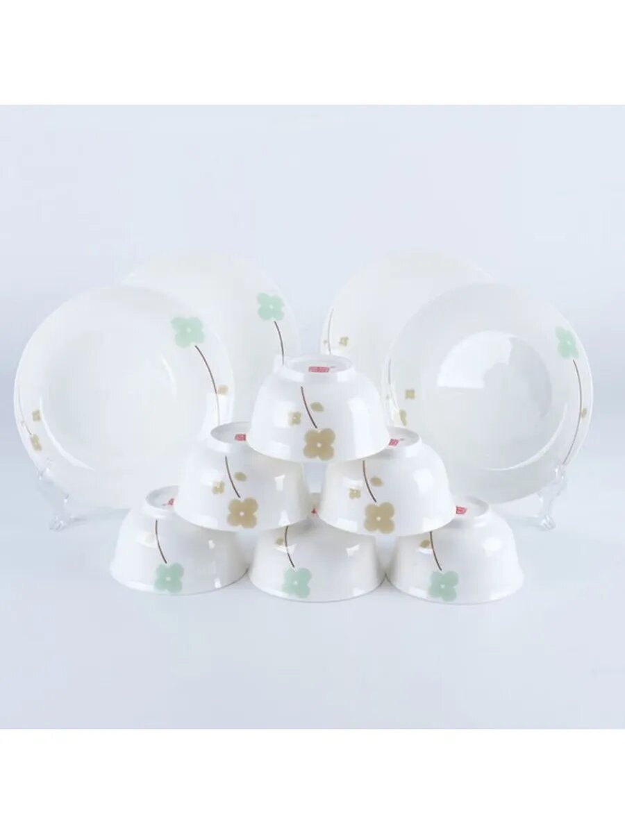 Набор посуды Shengshi Tangyun TY-0010, костяной фарфор, 6+4