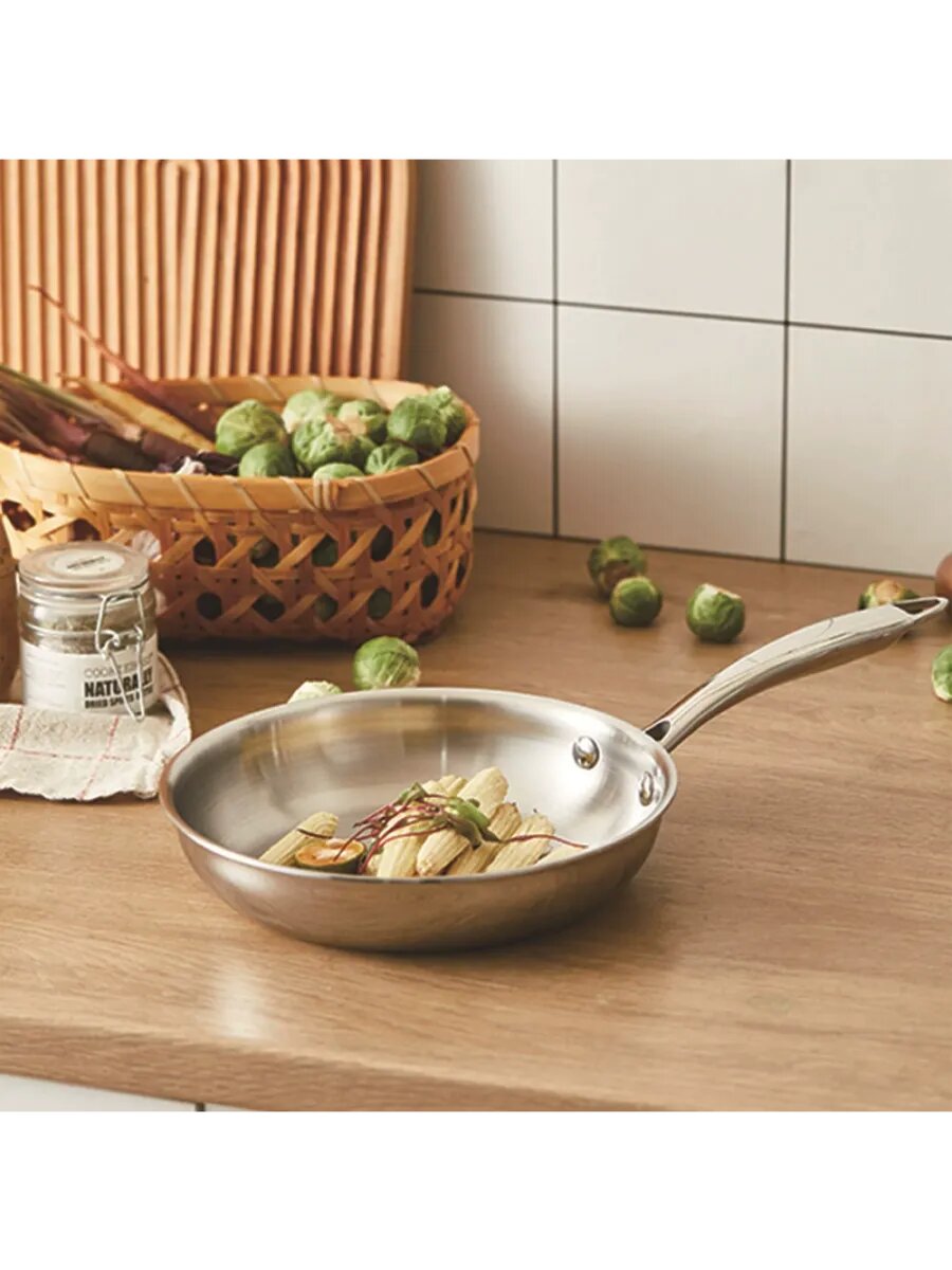 Сковорода 304 нерж. сталь-20см, индукция, без покрытия