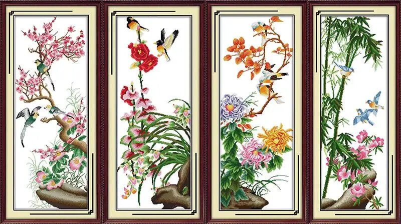Набор для вышивки крестиком сливы, орхидеи, бамбука, хризантемы 11CT напечатанная ткань 14CT Счетный холст Сделай Сам Китайская вышивка рукоделие