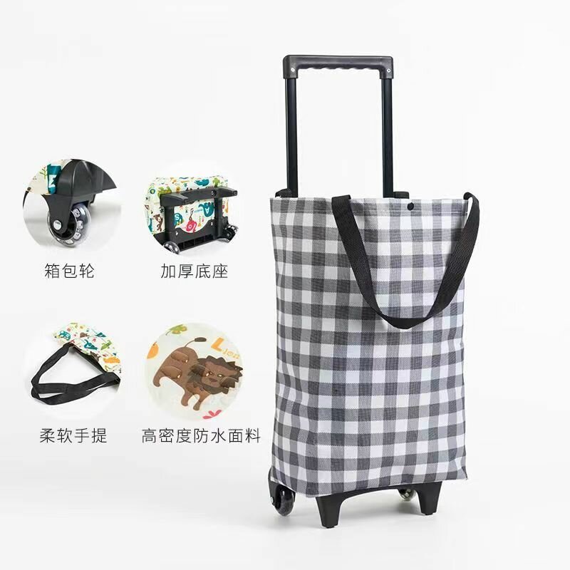 Тележка для покупок, легкая тележка для продуктов с колесами, складная портативная сумка-тележка