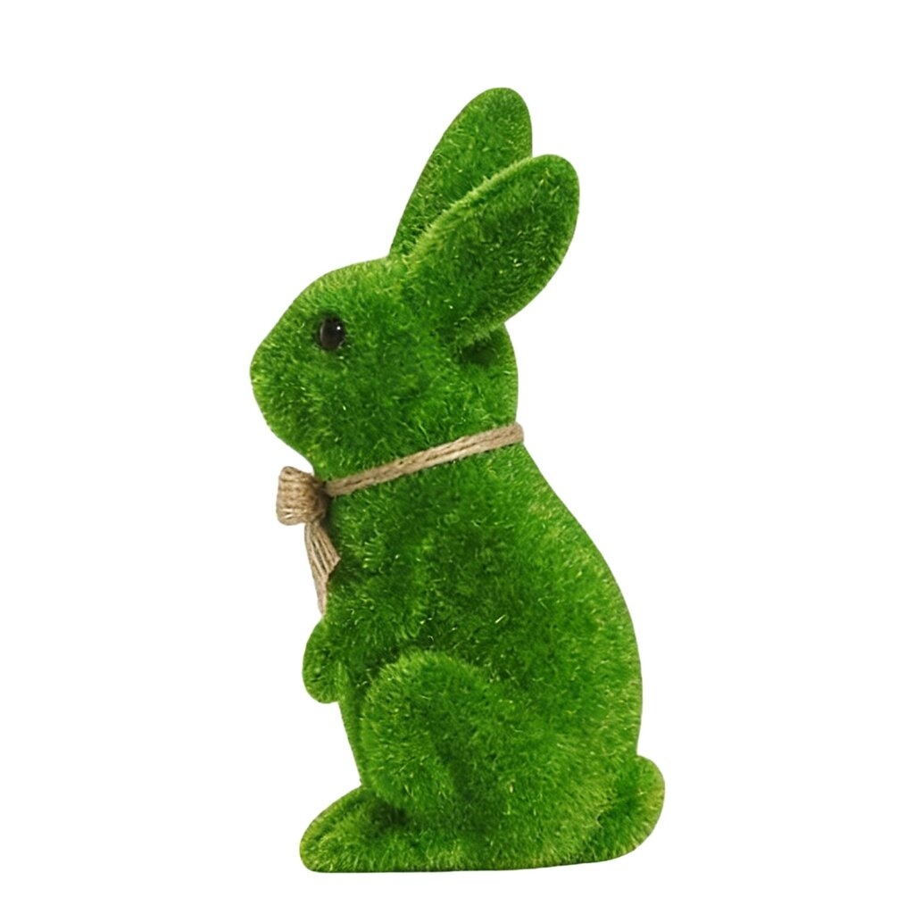 Пасхальные Украшения в Виде Кроликов из Мха, Фигурки Кроликов В Виде Стайки Пасхальные Украшения в Виде Кроликов