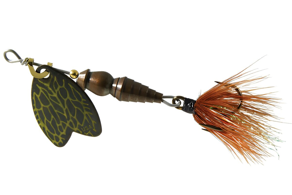 Блесна Mepps Bug, вращающаяся, 0, с тройным крючком, March Brown