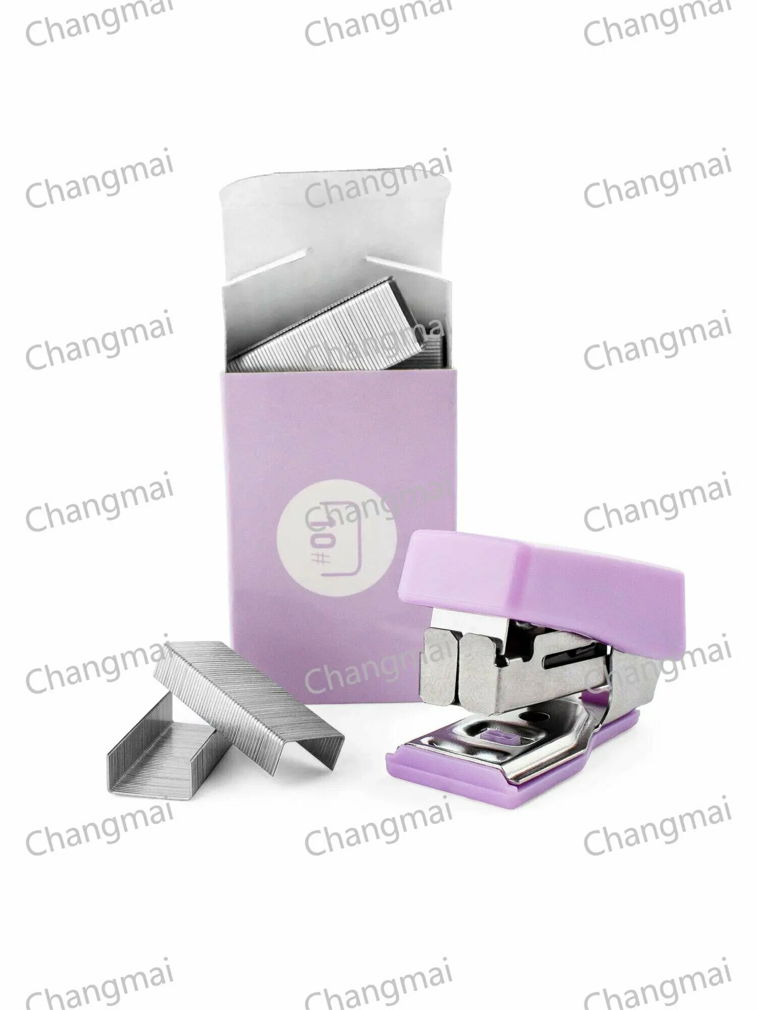 Степлер/фиолетовый/мини-степлер канцелярский/Panda Momo/степлер для офиса и школы/№10/канцелярия для школы