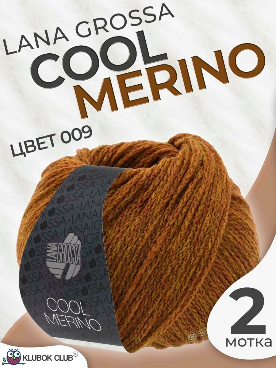 Пряжа для вязания Lana Grossa Cool Merino шнурок, цвет 009, 2 мотка