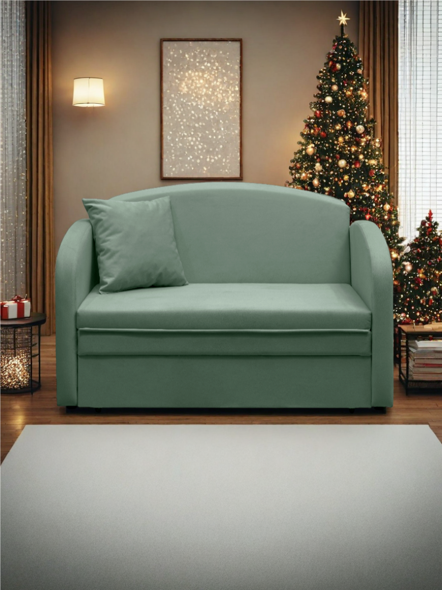 Диван выкатной М-Стиль "Джери", с ящиком, оливковый, обивка искусственный велюр, 130 см x 194 см