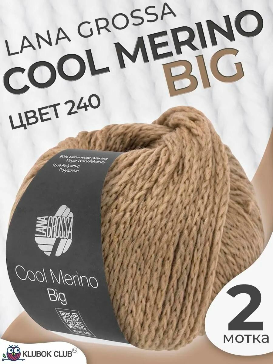 Пряжа для вязания Lana Grossa Cool Merino Big шнурок, цвет 240, 2 мотка