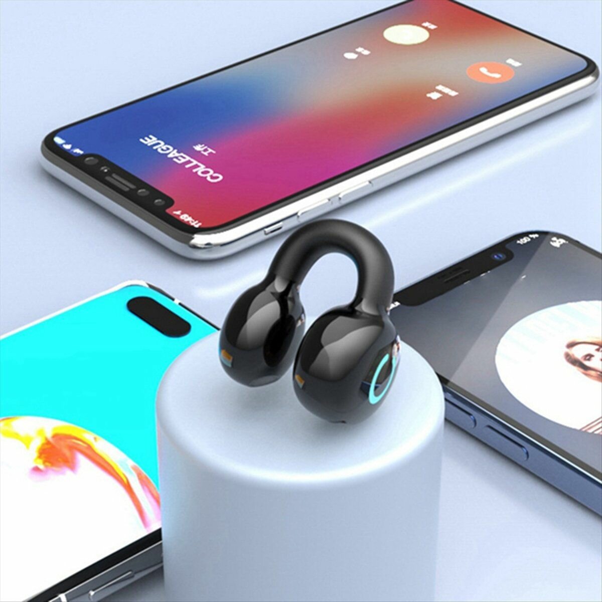 Спортивная Bluetooth-гарнитура с одним наушником, с клипсой для ушей, не вставная, стерео, с длительным временем ожидания, мини, черная