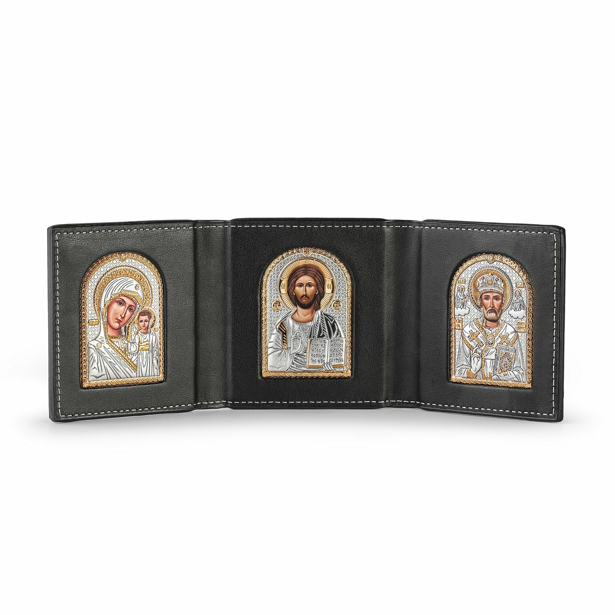 Икона серебряная, греческая Складень карманный, 90х255мм