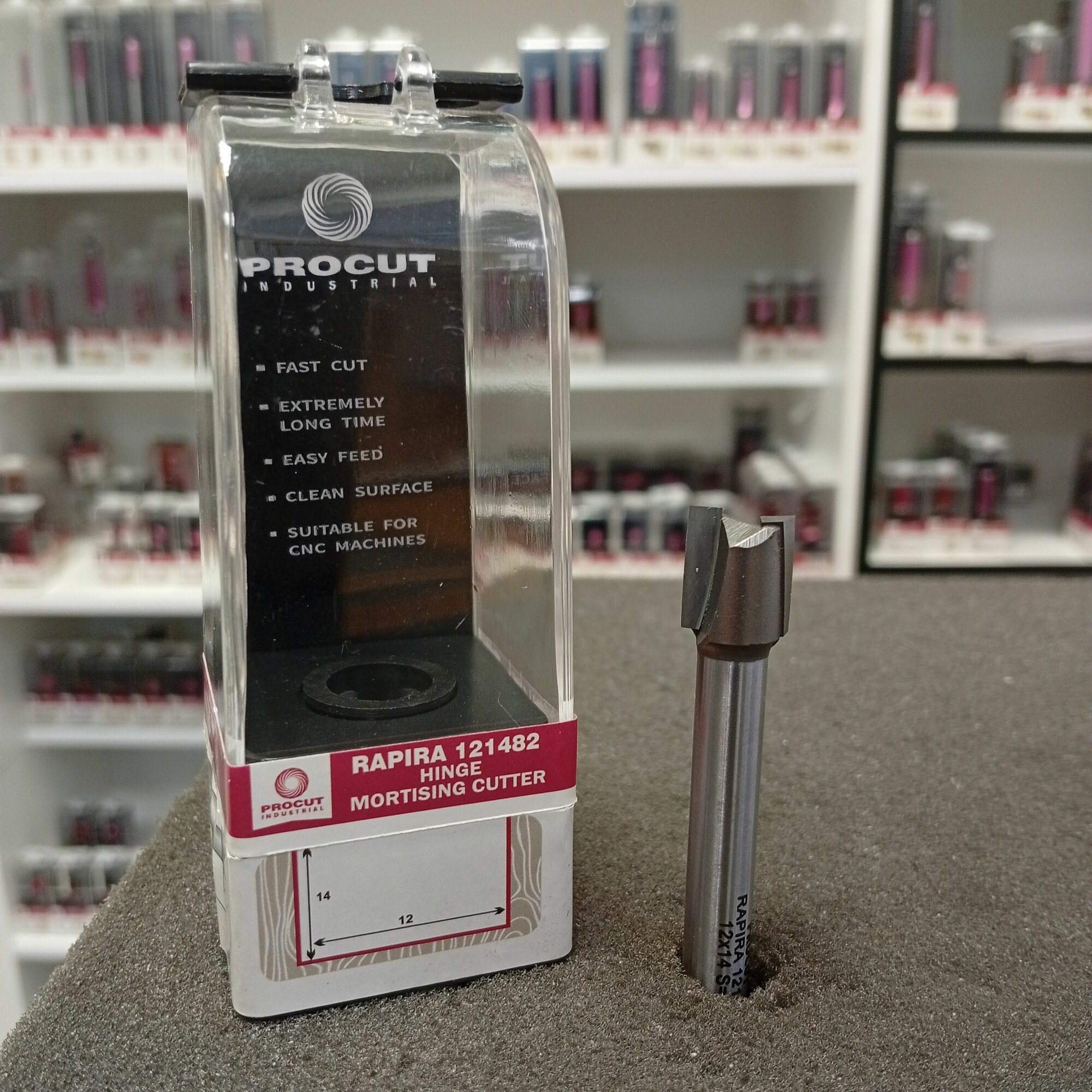 Фреза рапира 12 мм по древесине, фанере под петли с отрицательным углом ( проф. серия) D 12x14x82 S 8 PROCUT