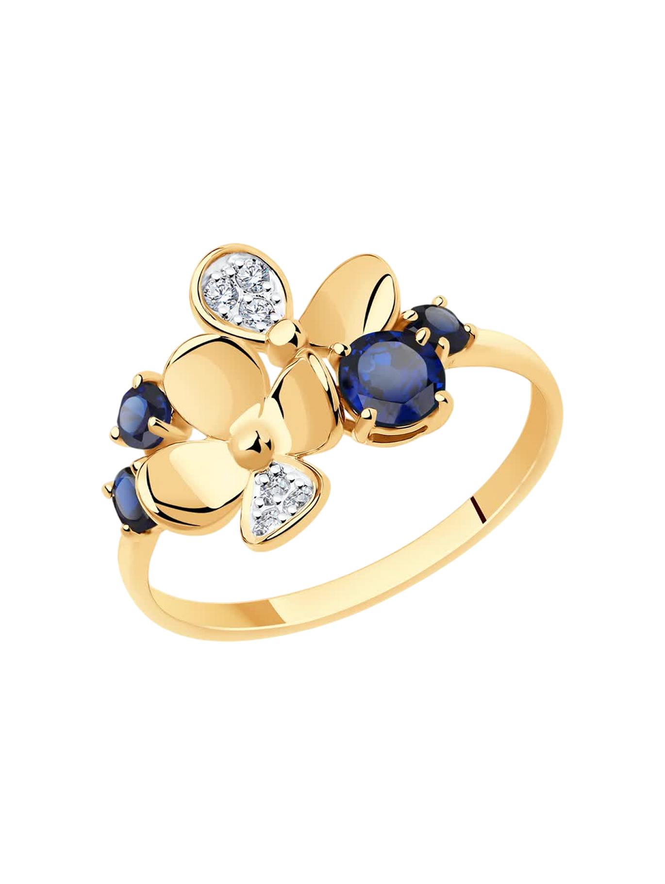 Кольцо SOKOLOV, красное золото, 585 проба, родирование, корунд