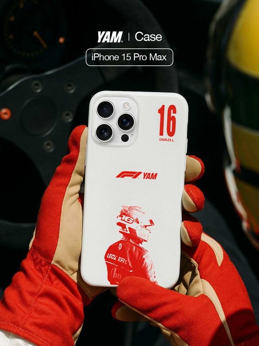 Чехол Yamcase для iPhone 15 Pro Max, силиконовый, белый/красный, защита камеры