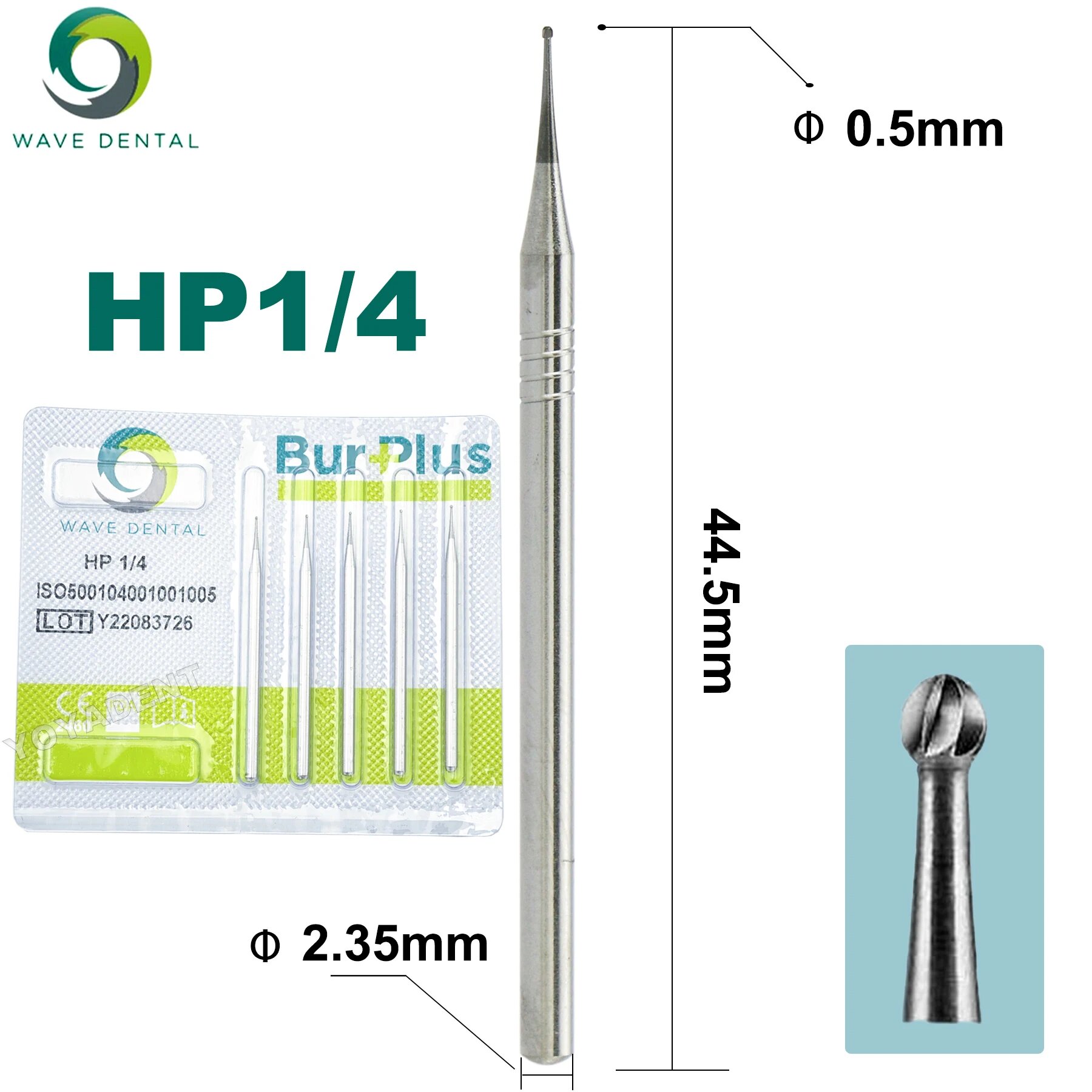 Стоматологические боры WAVE HP1/4 2.35 мм, 0.5 мм, 44.5 мм