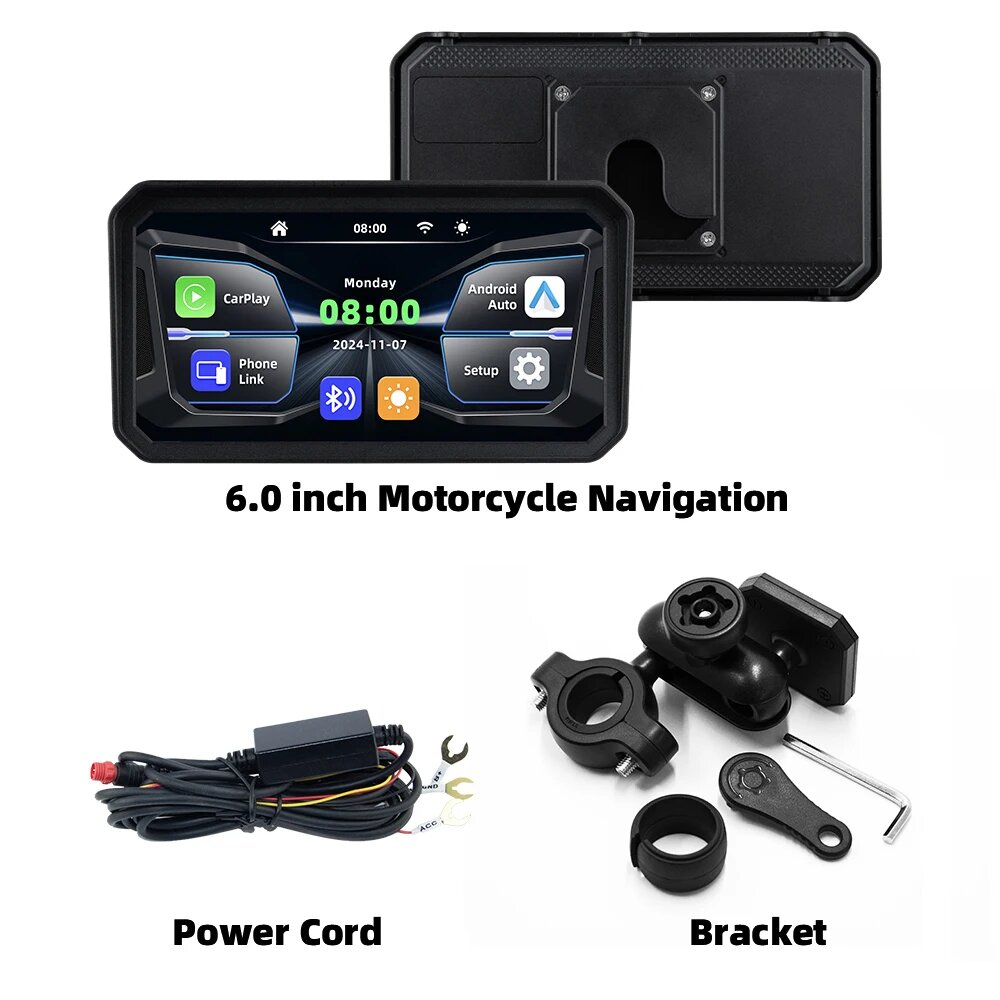 Мото GPS навигатор 6" EKIY, Android Auto, CarPlay, M9