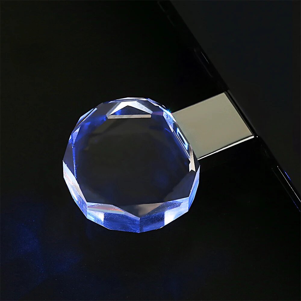 JASTER USB-флешка Cool Crystal 128 ГБ Синий, 16 ГБ, Blue LED