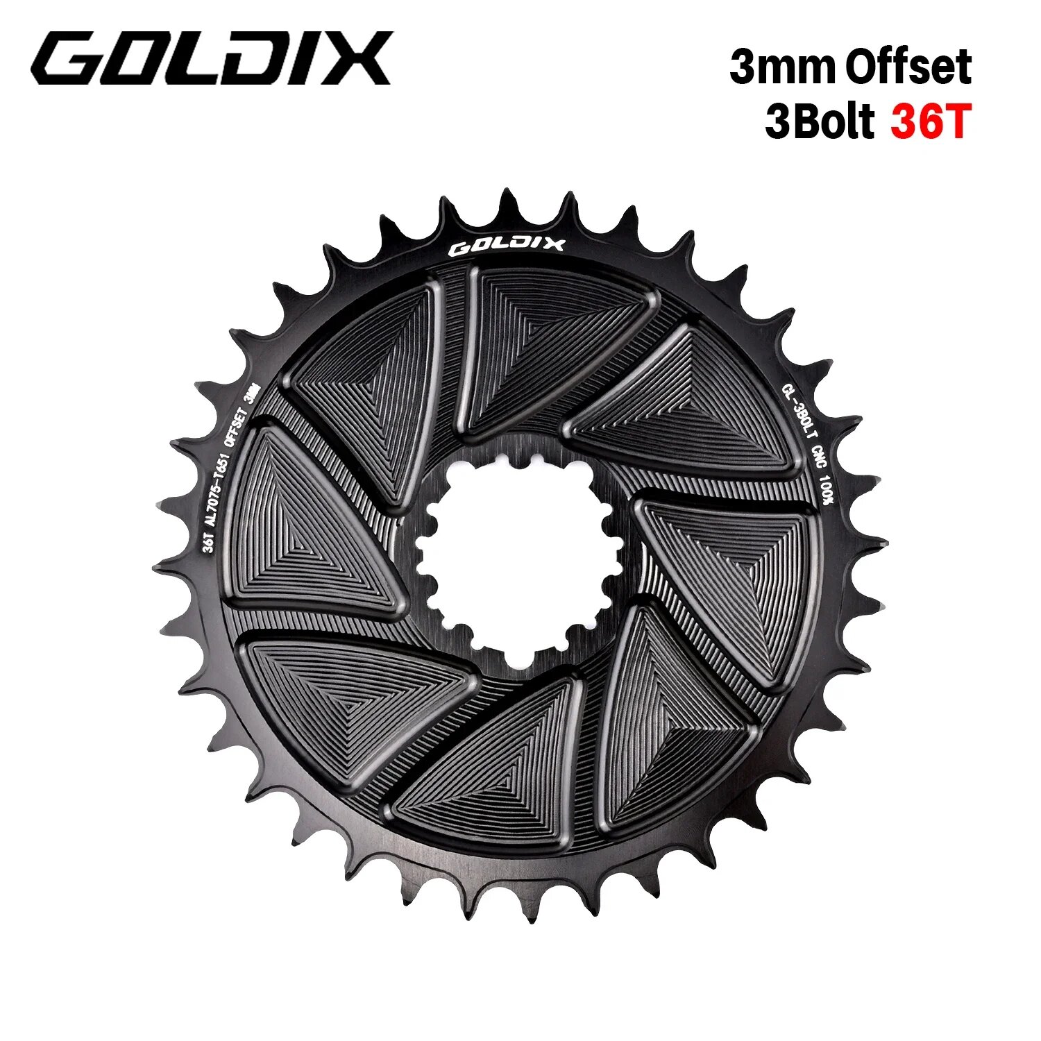 GOLDIX Звездочка 36T, 3-болта, 3мм Offset