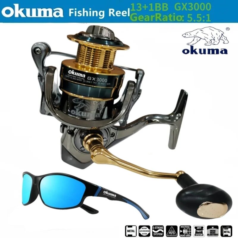 Спиннинговая катушка Okuma GX1000-GX7000 GX3000