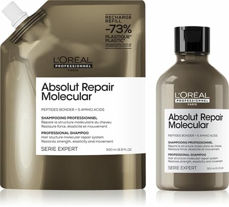Шампунь для волос L'Oreal Professionnel Serie Expert Absolut Repair Molecular, 2 шт, 300 мл и 500 мл