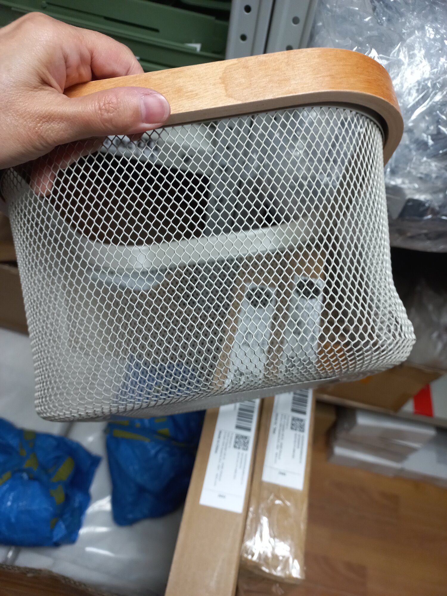 Уценка(замятие)Корзина RISATORP IKEA 25x26x18см, серо-бежевая