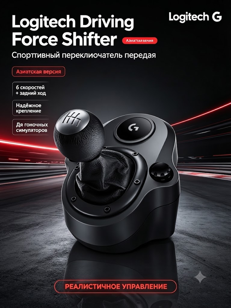 Коробка передач Logitech G Driving Force Shifter, черный, 1 шт.