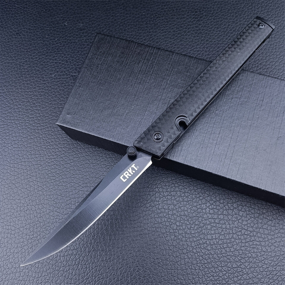 Складной нож CRKT CEO Bamboo 7096YGK с клинком из стали 8Cr13Mov с обработкой Stonewashed, рукоятью из нейлонового стекловолокна, для повседневного ношения, с замком Liner Lock.