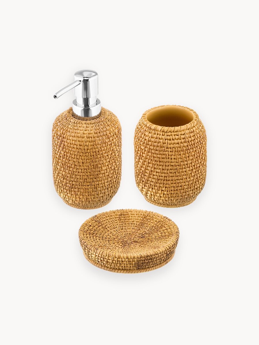 Набор для ванной Elan Gallery Борнео 3 предмета, бежевый/коричневый, объем 300мл