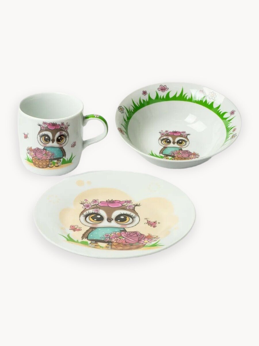 Комплект посуды Daniks Цветочная сова