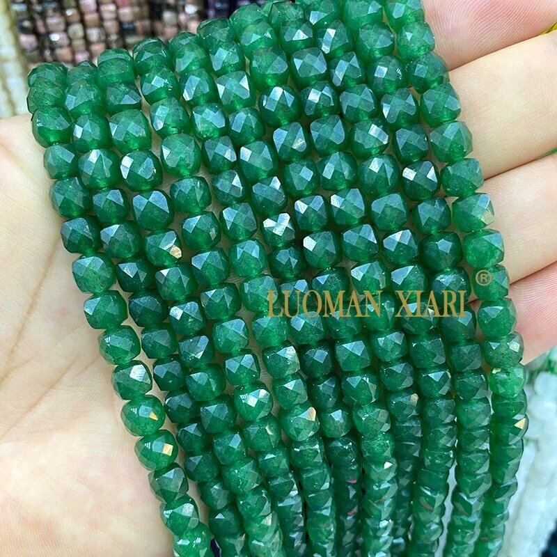 LUOMAN XIARI Солнечный камень халцедон бусины 7-8 мм Изумрудный, 7-8mm 22-23pcs, emerald color