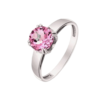 Кольцо помолвочное, серебро, 925 проба, родирование, родолит, фианит