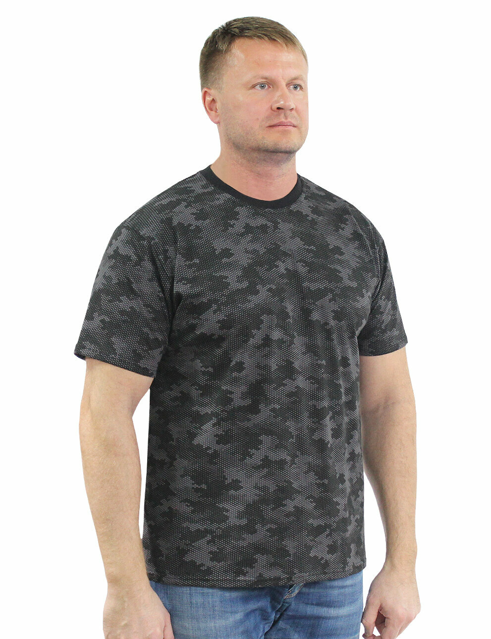 Футболка трикотажная черный камуфляж