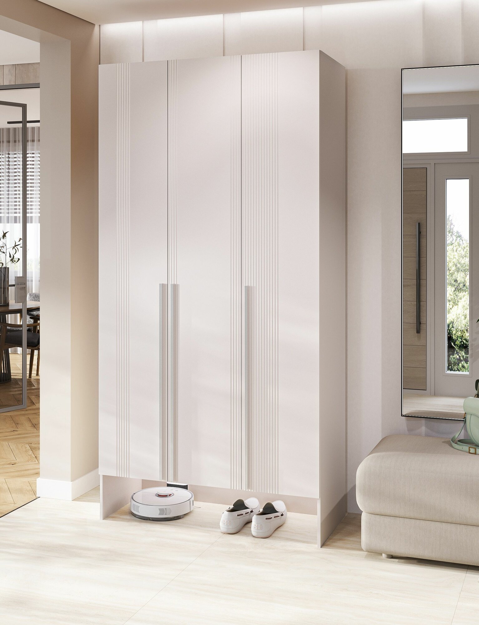 Прихожая Луна Шкаф 3-х ств. Кашемир/Кашемир 120 см