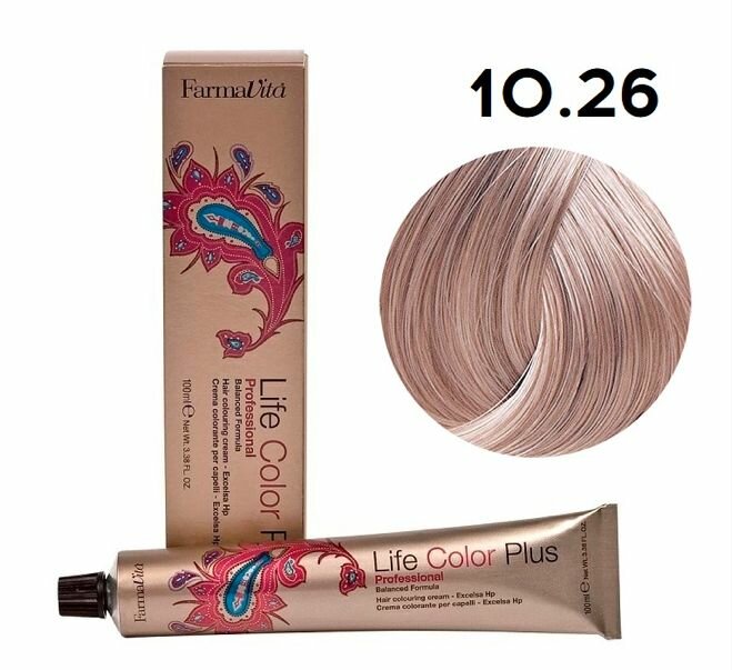 Крем-краска для волос Farmavita Life Color Plus 10.26 платиновый блондин красный ирис, 100 мл