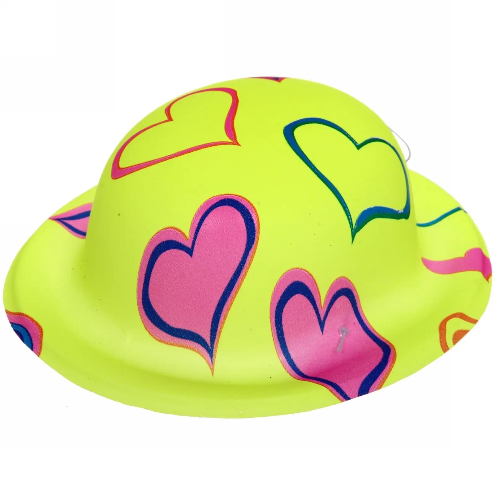 Шляпа карнавальная «Котелок» мини, желтая с сердечками, d-16 см