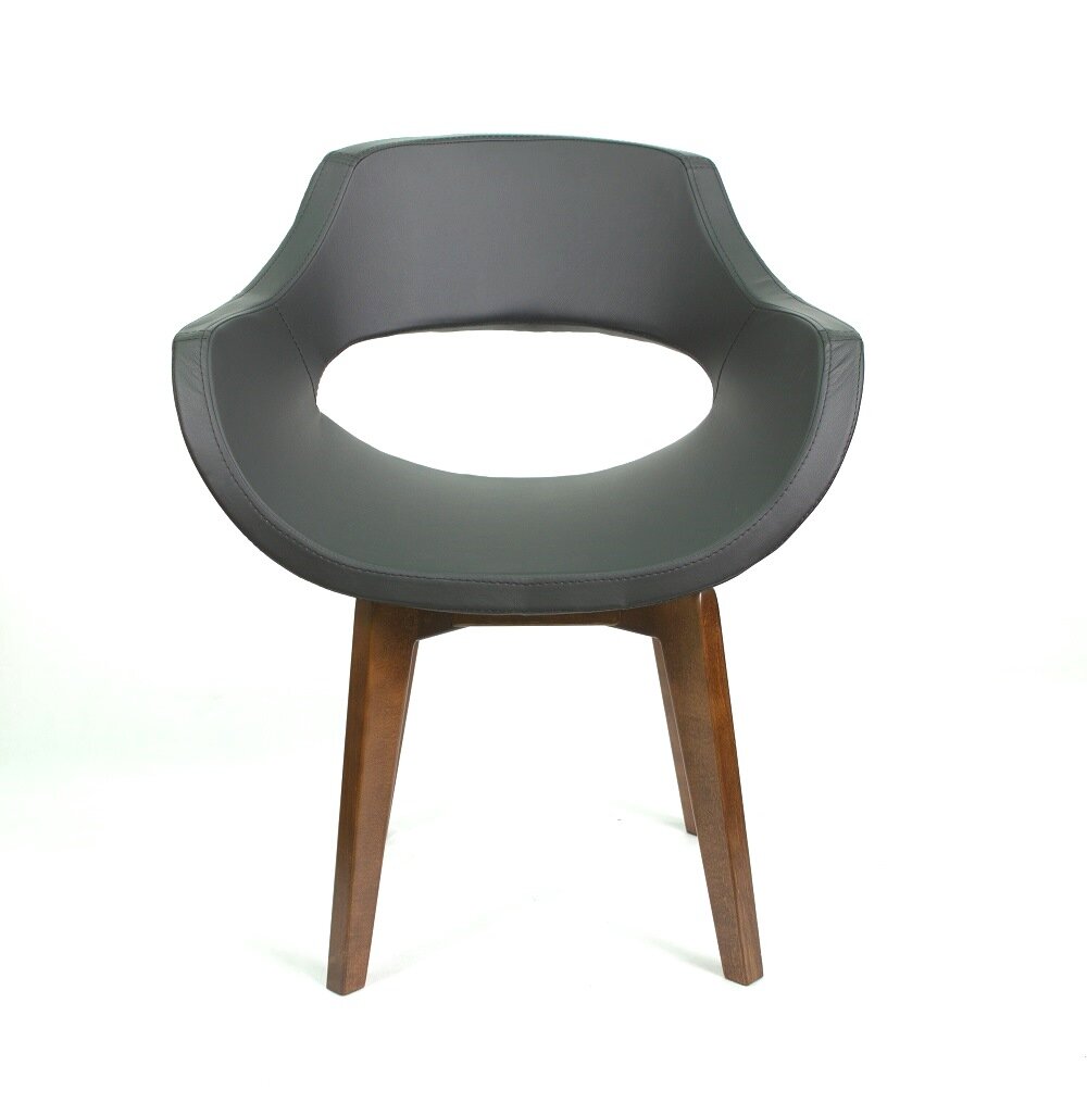 (oli-s111-bl) Стул Олибий, искусственная кожа, цвет черный Ecotex 3001, опора деревянная (арт.111)