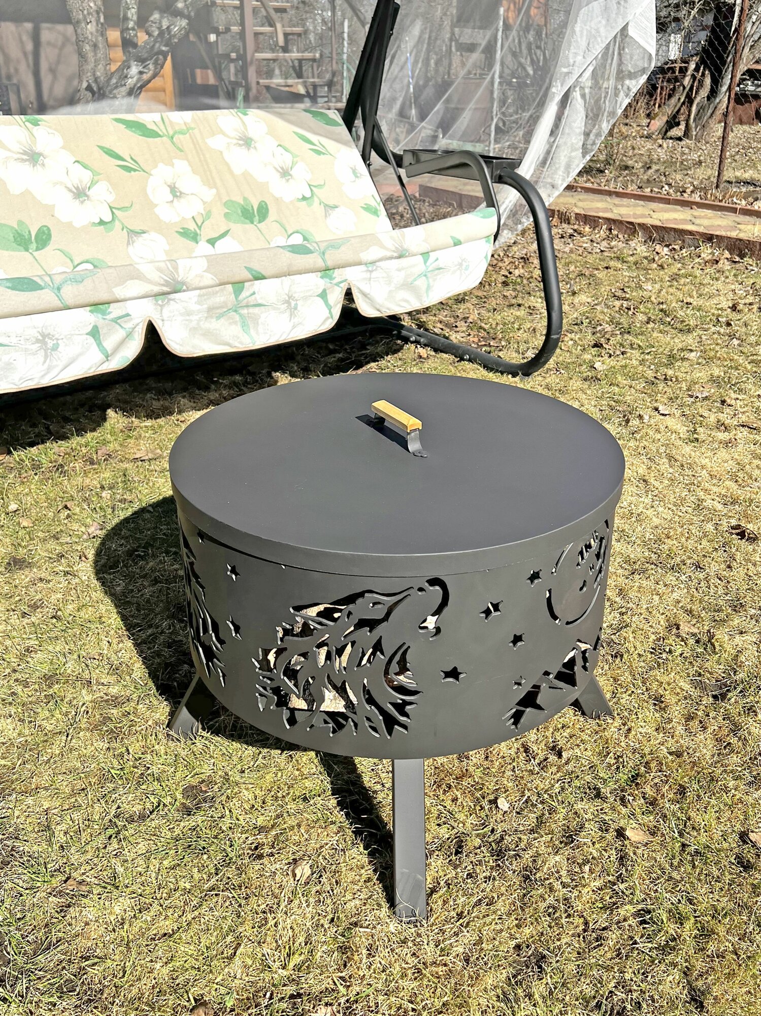 Костровая чаша Волки+Крышка 70 см 0,3 см