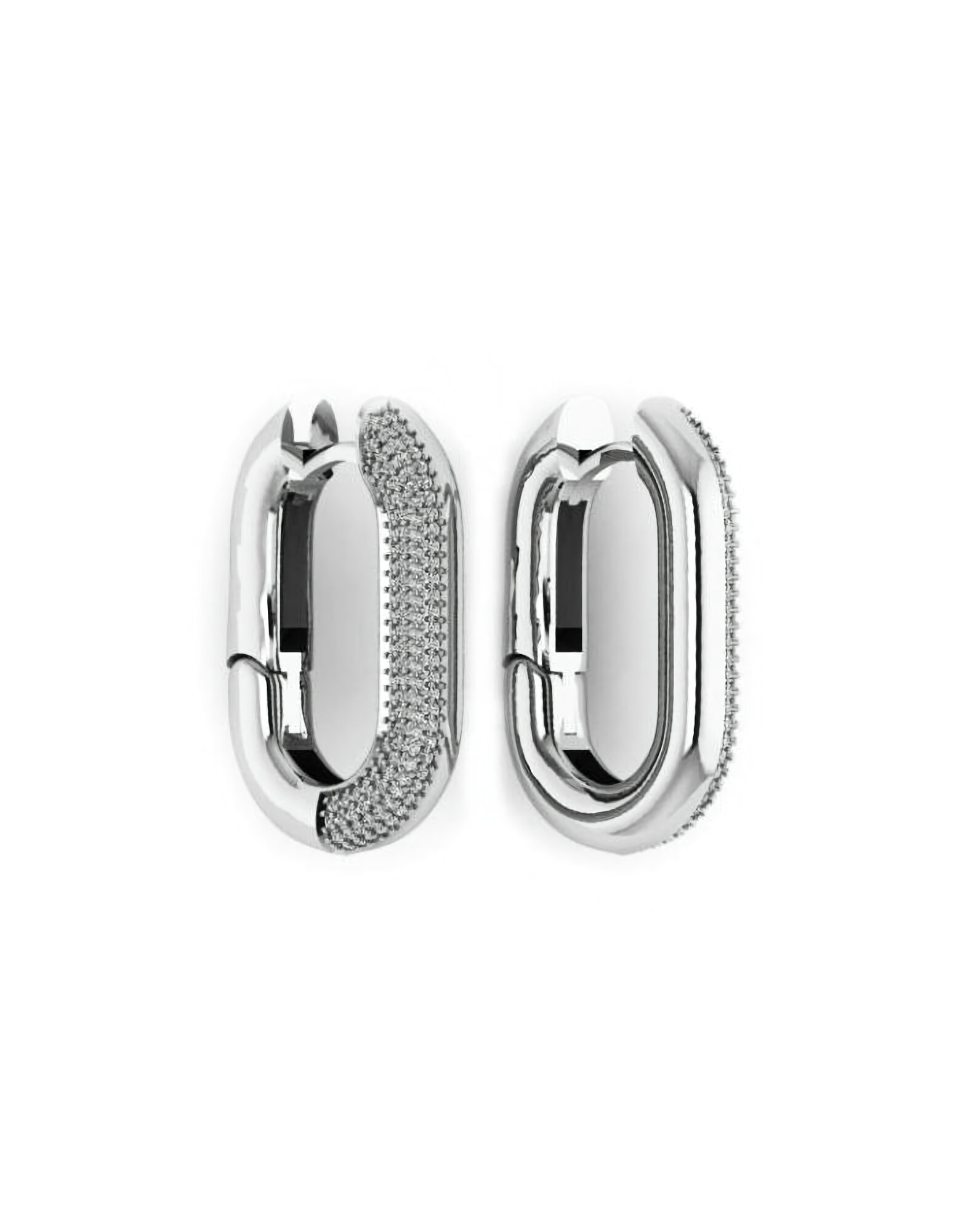 Серьги конго, серебро, 925 проба, родирование, фианит