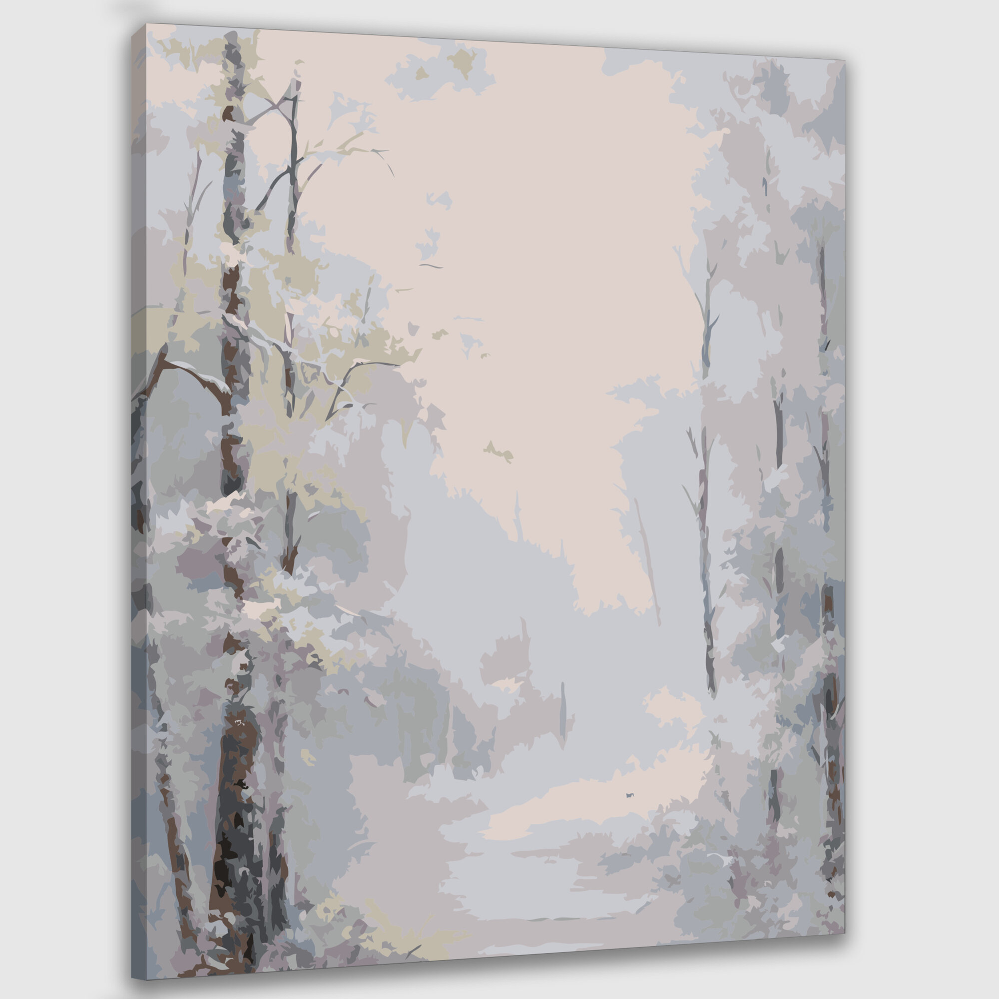 Картина по номерам 40x50 см, картина, масло, зима, лес, снег, снежинки, спокойствие, неподвижность, деревья, ветви