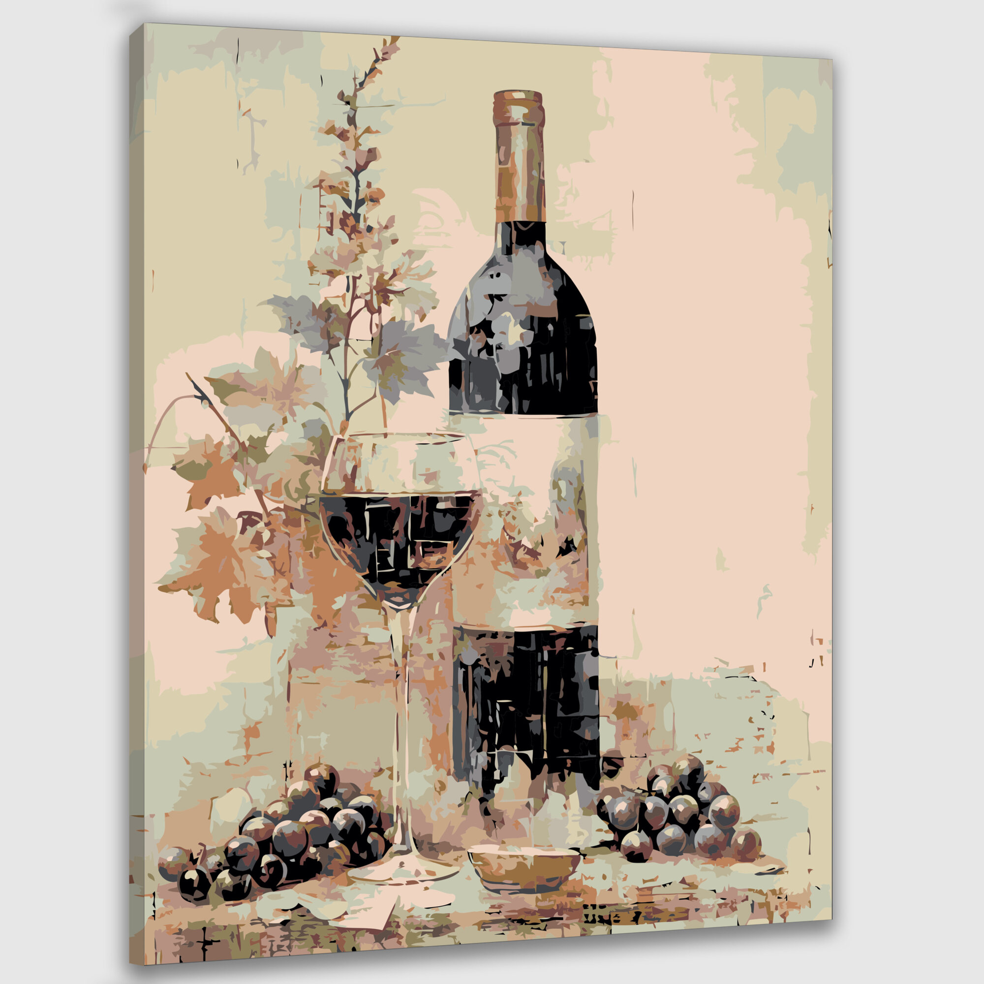 Картина по номерам 40x50 см, коллаж, смешанная техника, вино, воспоминания, старинные фотографии, рукописные письма