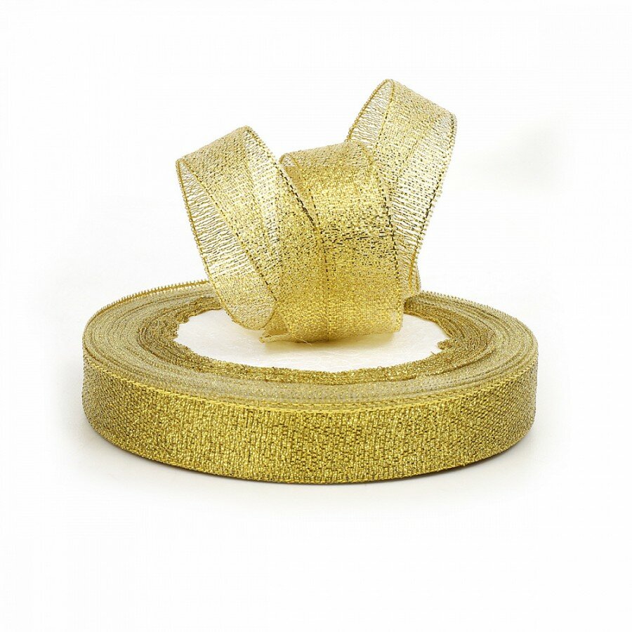 Лента парча 15мм в инд. упаковке цв. золото Magic4Hobby рол. 22,85м (+-1м)