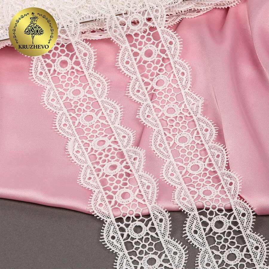 Кружево гипюр KRUZHEVO TBY. SUN.08 шир.50мм цв. белый уп.13,71м